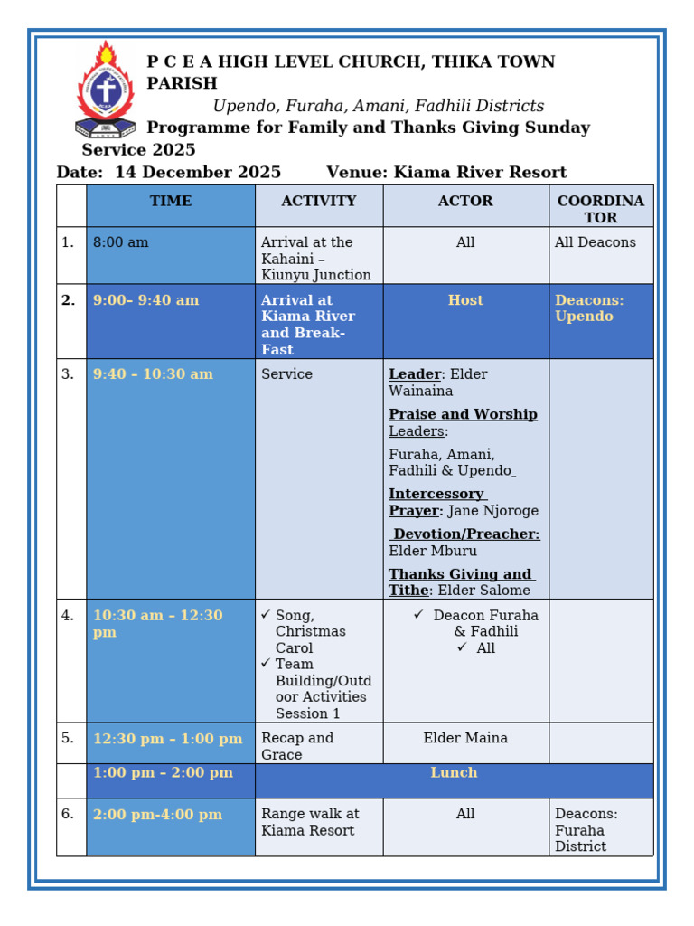 Programme Family & Thanks Giving Sunday-3 | PDF