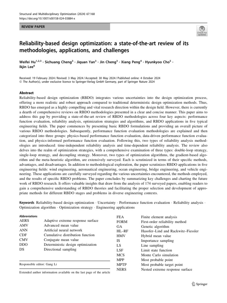 Reliability-based design optimization a state-of-the-art review of its ...