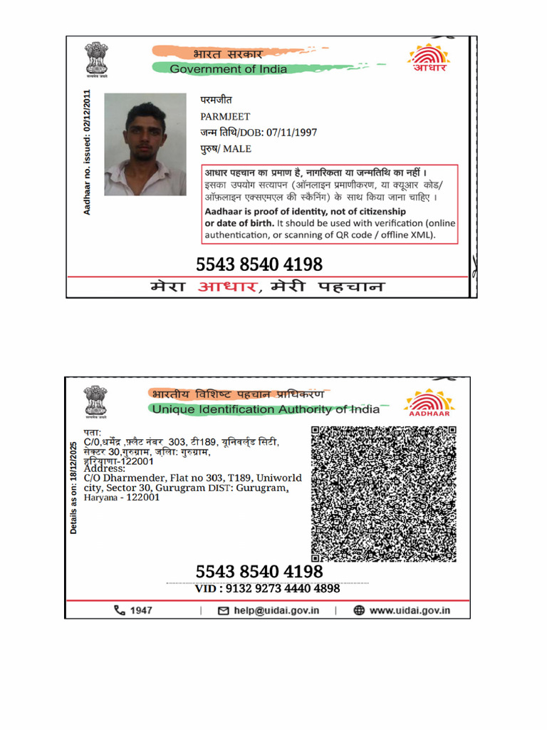 Parmjeet National Id Cards | PDF