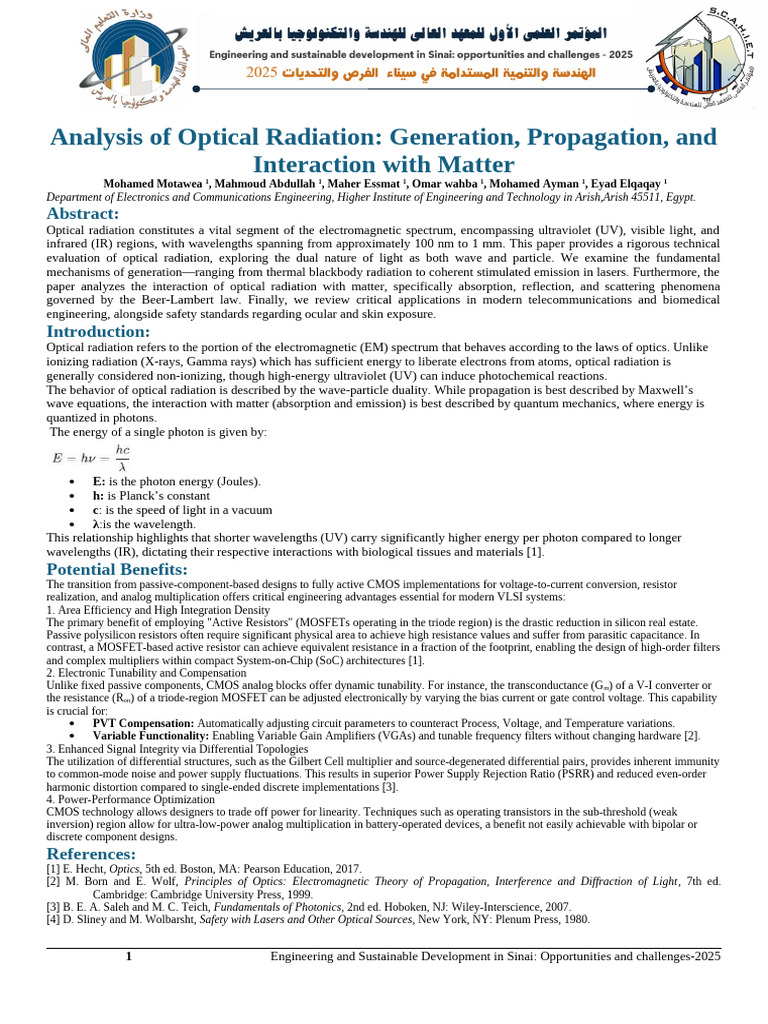 Optical Radiation: Generation and Interaction | PDF | Electromagnetic ...