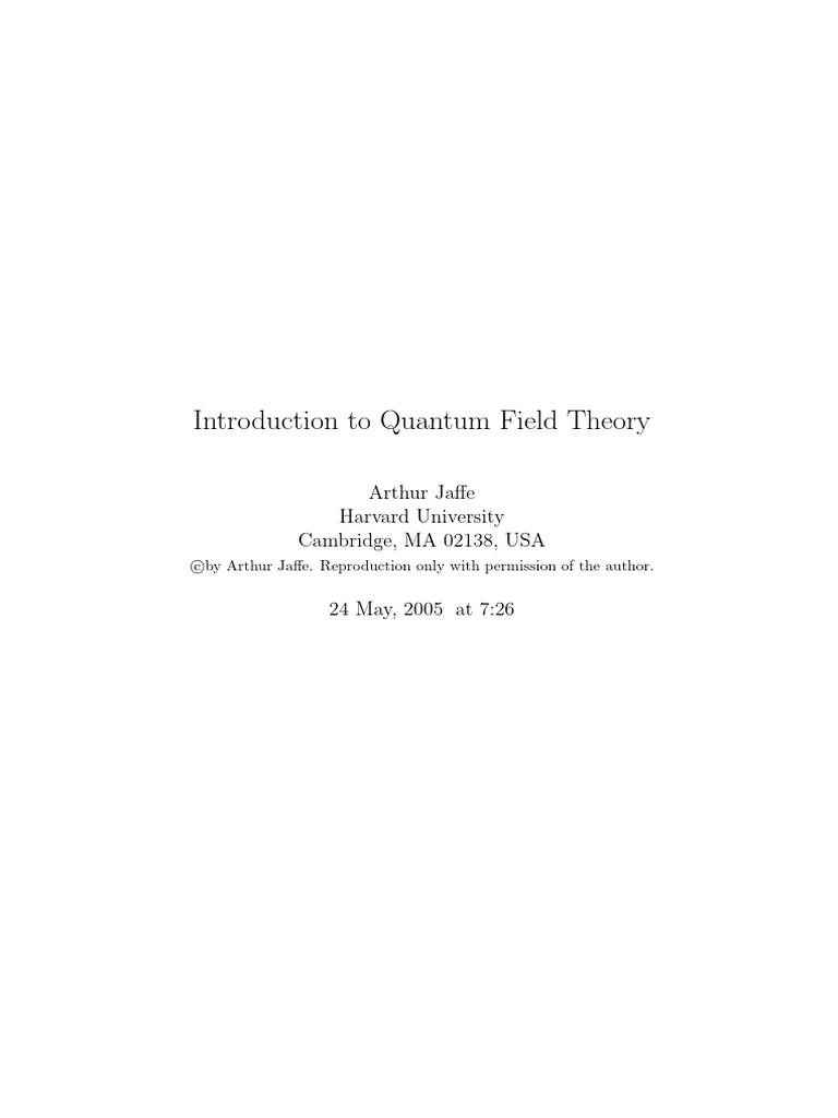 Introduction to Quantum Field Theory | PDF | Schrödinger Equation ...