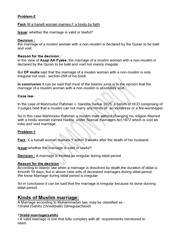 Validity of Muslim Marriages Explained | PDF | Marriage | Sharia