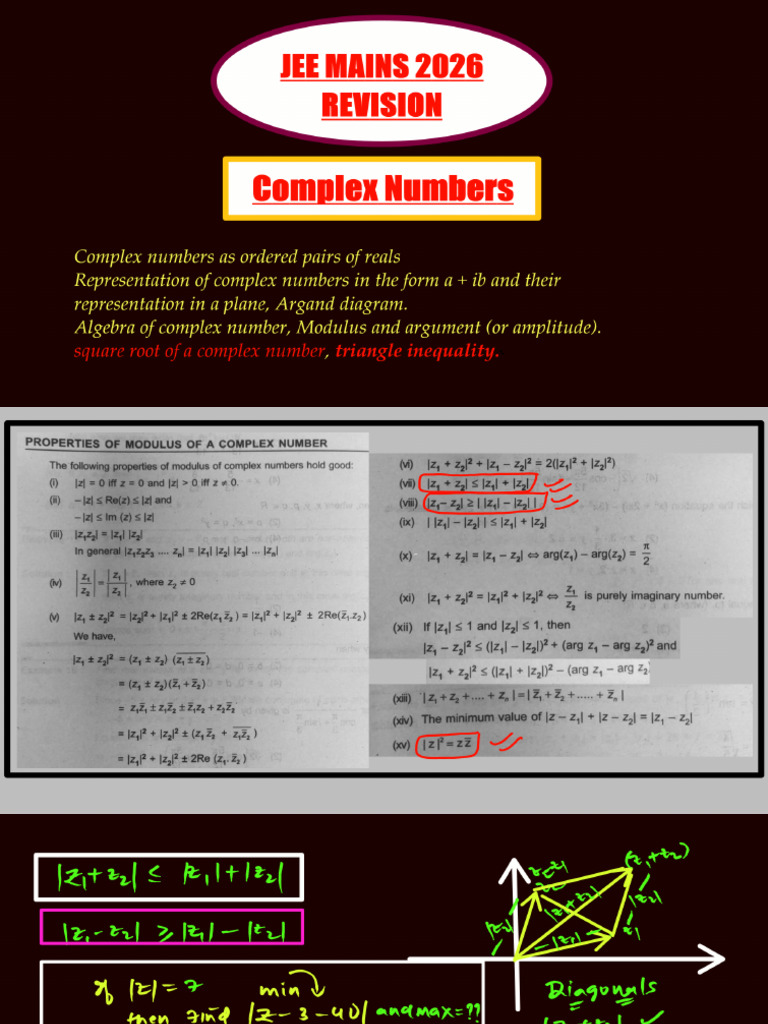 Complex Numbers Both Part With Geometry Rev Jee 2026 | PDF
