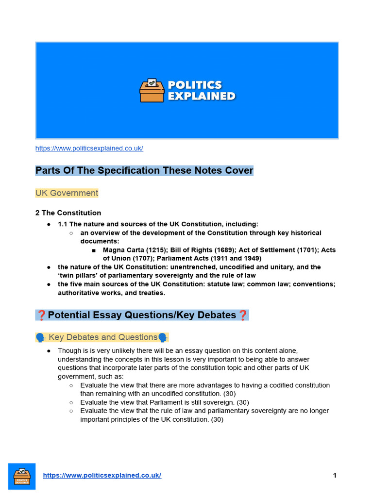 Nature and Sources of The UK Constitution - Everything You Need To Know ...