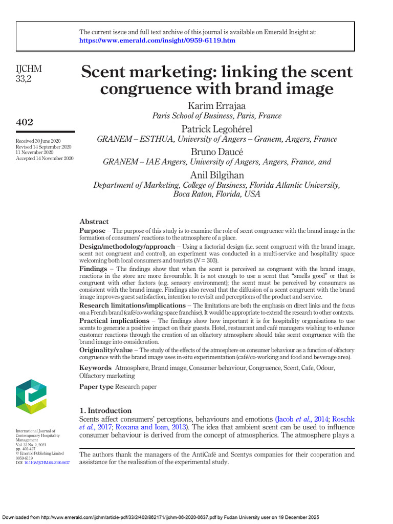 Scent Marketing- Linking the Scent Congruence With Brand Image | PDF ...
