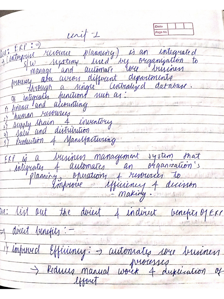 Enterprise Resource Planning unit 1 | PDF