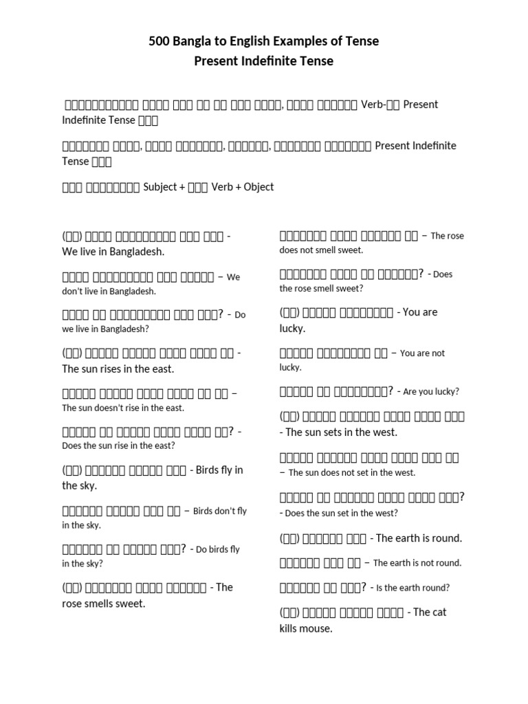 Present Indefinite Tense | PDF