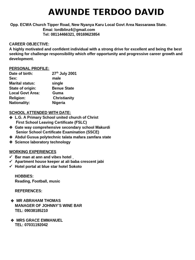 DAVID CV | PDF
