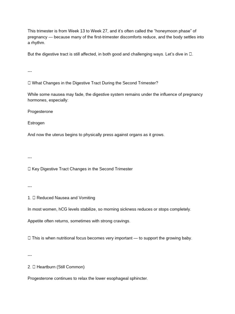 Digestive Tract 2nd Trimester | PDF | Bloating | Constipation