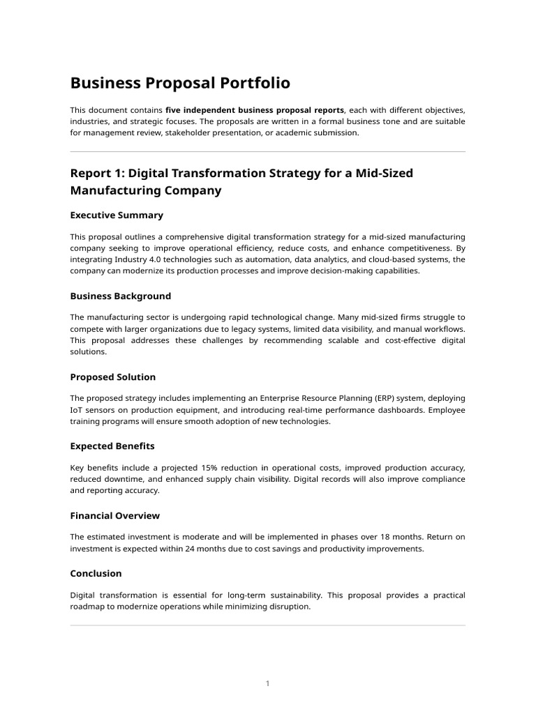 Business Proposal Reports | PDF | Customer Relationship Management ...