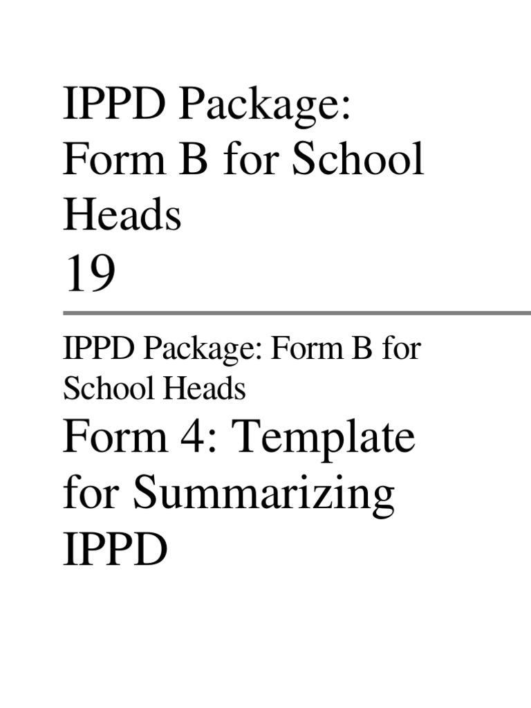 IPPD Package: Form B For School Heads | PDF | Career & Growth