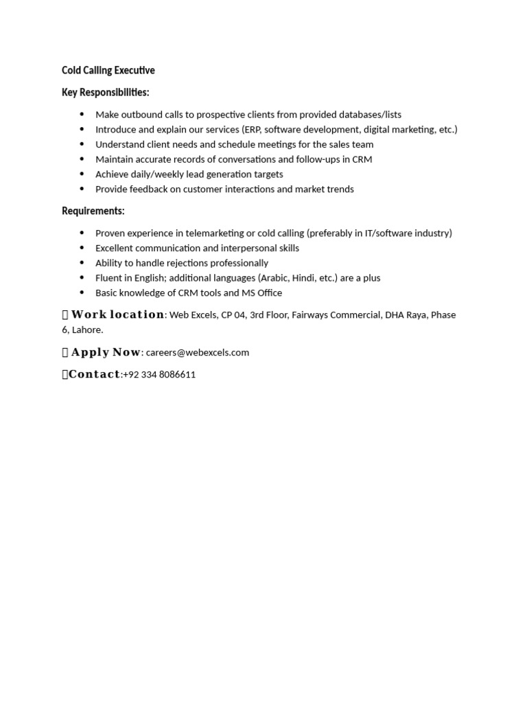Cold Calling Executive | PDF