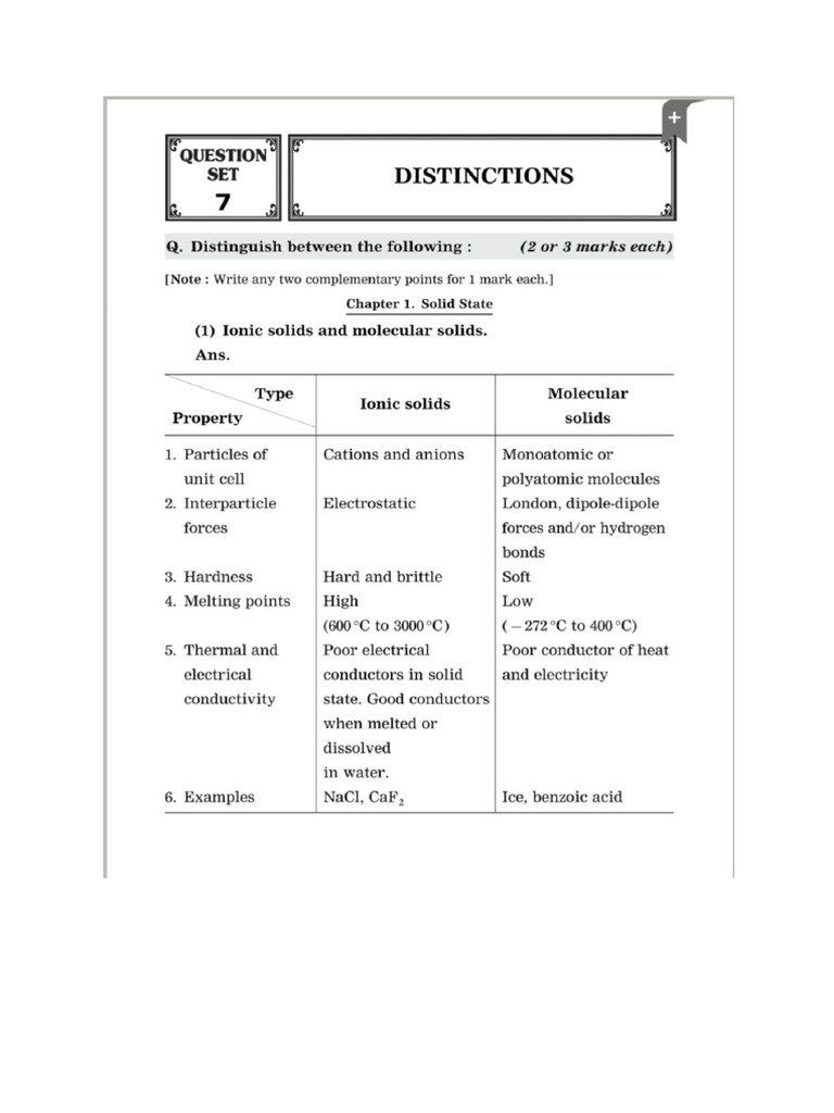 Class 12 Chemistry All Chapters Distinction (Difference Between) | PDF