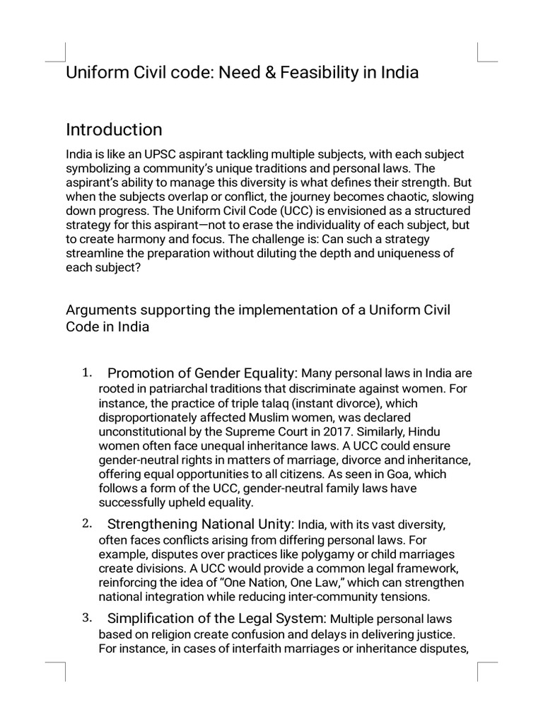 Uniform Civil Code: Need & Challenges in India | PDF