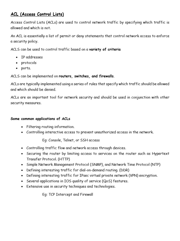 Understanding ACLs and VPNs for Network Security | PDF | Virtual ...