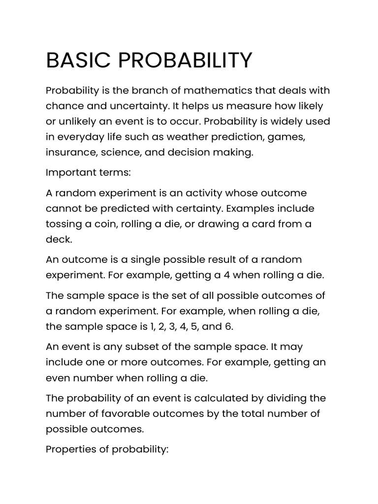 1.Basic Probability | PDF | Probability | Randomness
