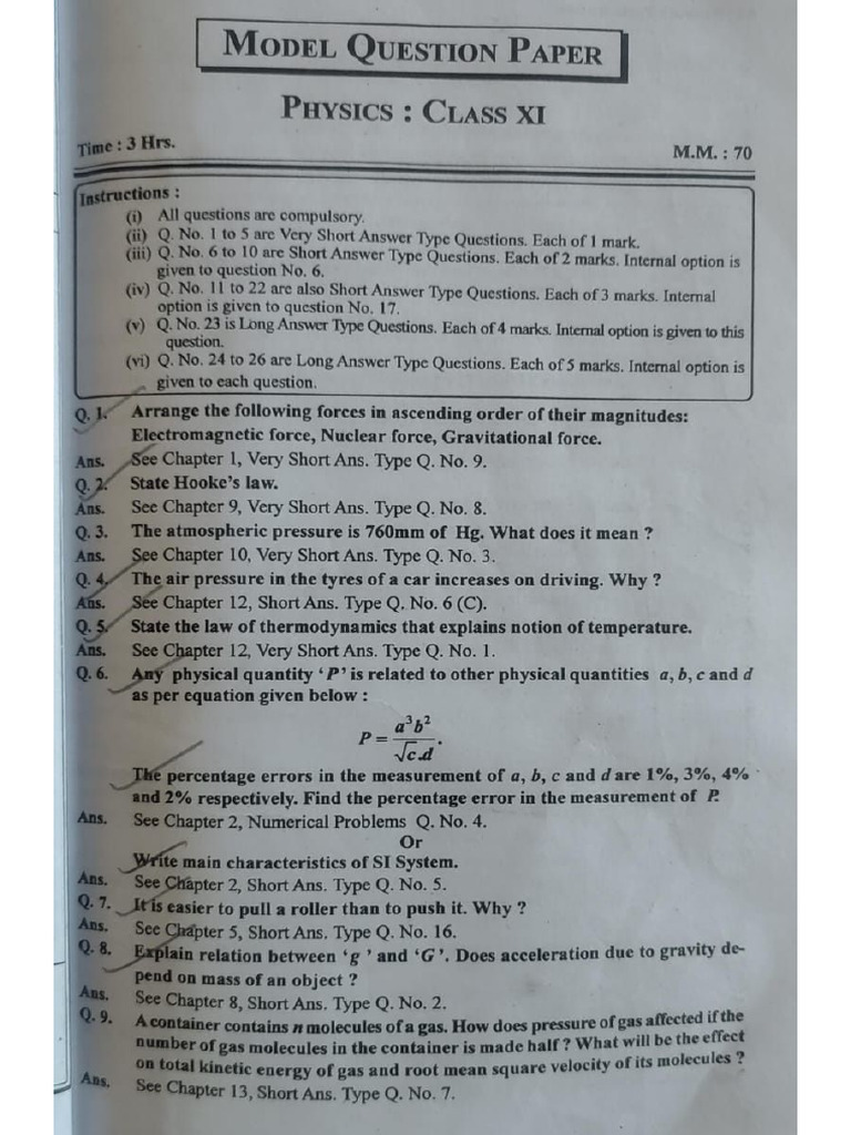 Physics Model Question Paper | PDF