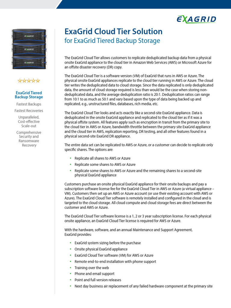 ExaGrid Cloud Tier DS 1 | PDF | Cloud Computing | Backup