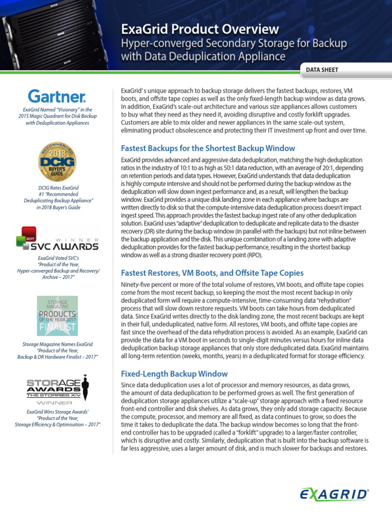 ExaGrid Product Overview Data Sheet | PDF | Backup | Computer Data Storage