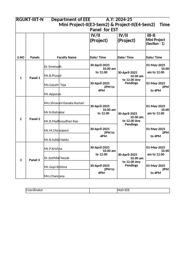 Mini& Project Timetable Dec2024 | PDF