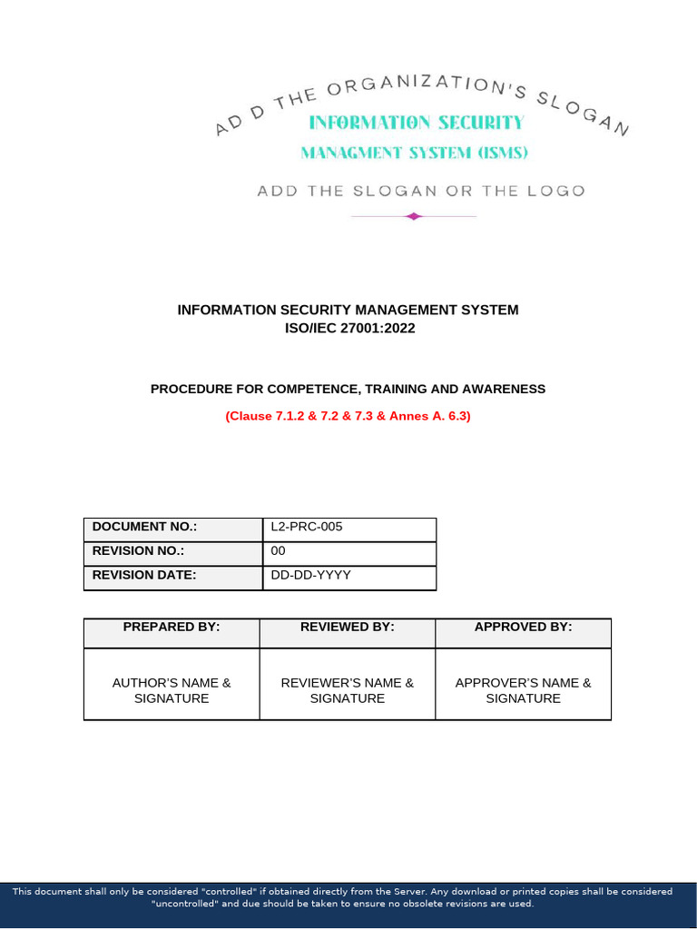 L2-PRC-005 Procedure for Competence | PDF | Information Security ...