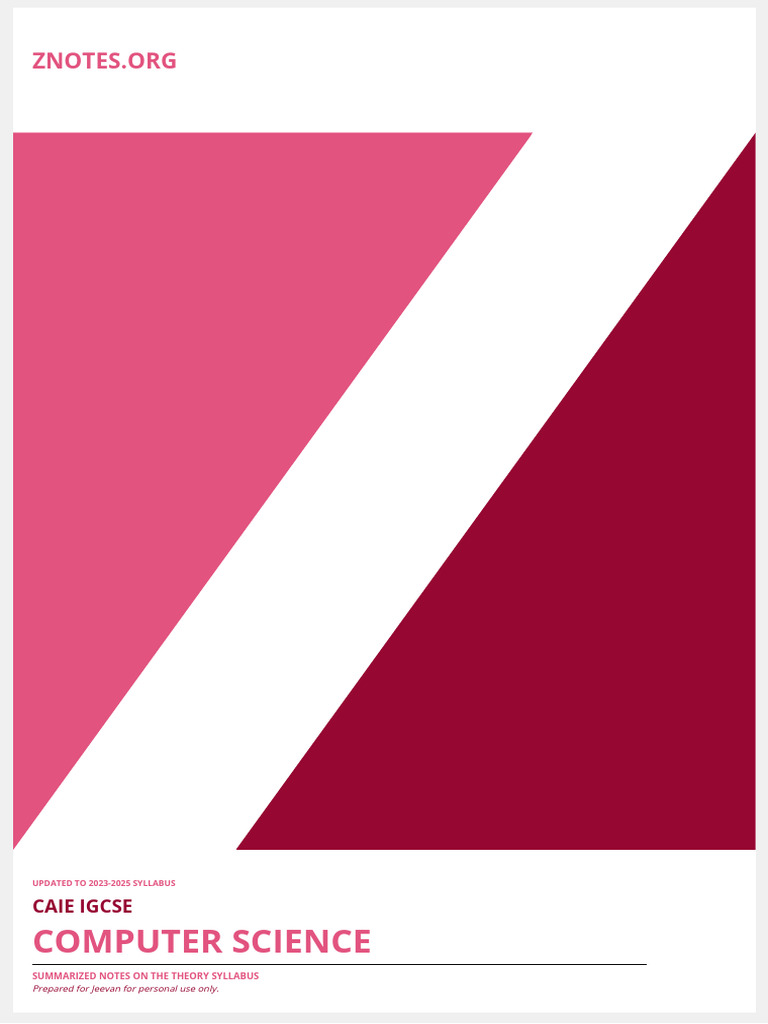 CAIE IGCSE Computer Science Theory | PDF | Data Compression | Central ...