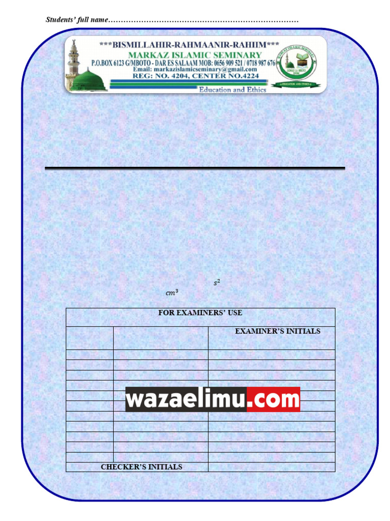 f2 Physics Series Two April 2025 - Wazaelimu.com | PDF | Series And Parallel Circuits | Physical ...