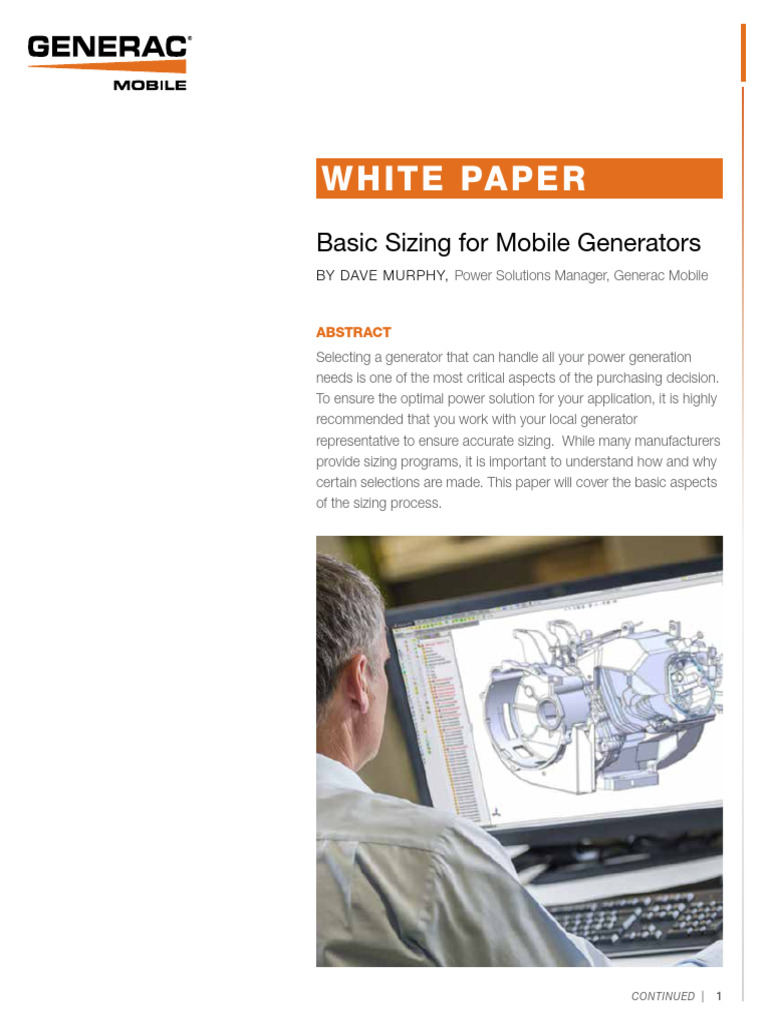 Basic Sizing For Mobile Generators | PDF | Electric Generator ...