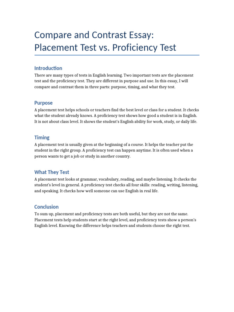 Placement vs. Proficiency Tests Explained | PDF
