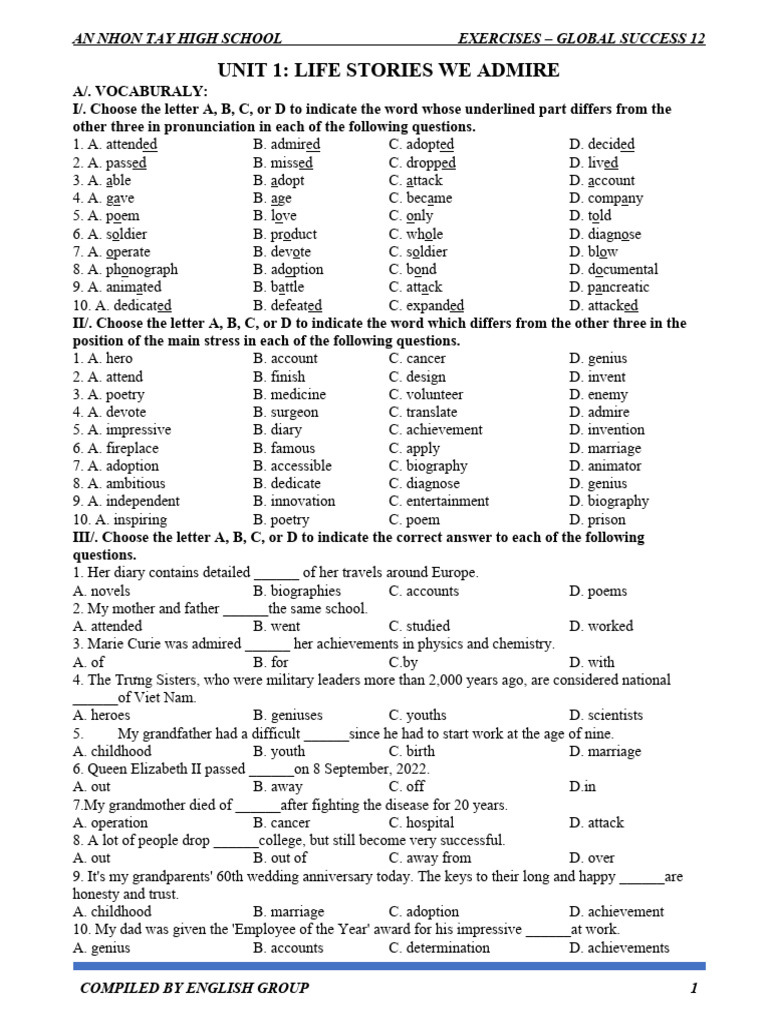 Vocabulary and Grammar Exercises for ESL | PDF | Vietnamese People