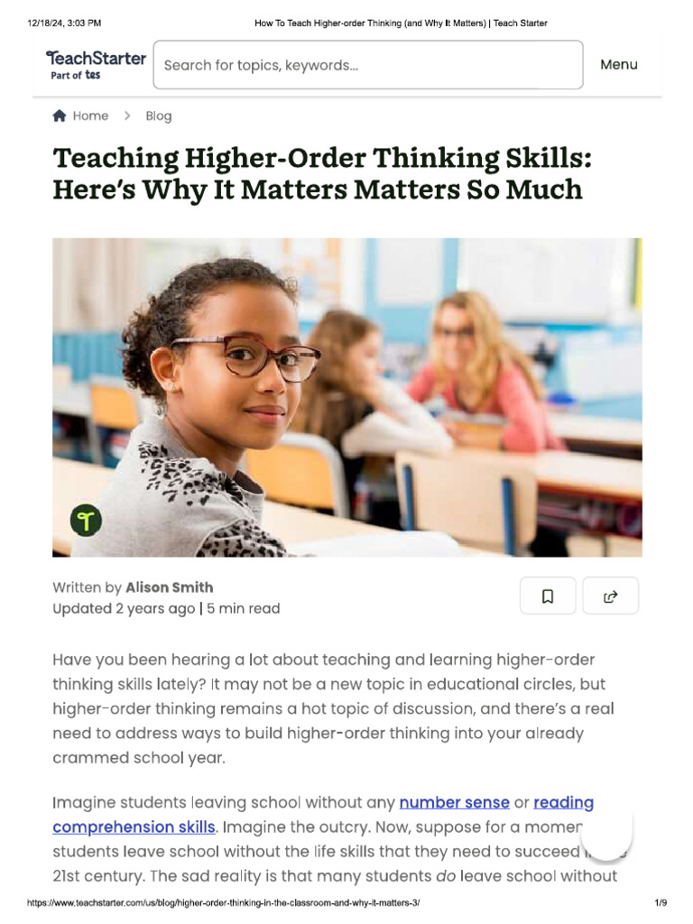 Teaching HOTS by Teach Starter | PDF