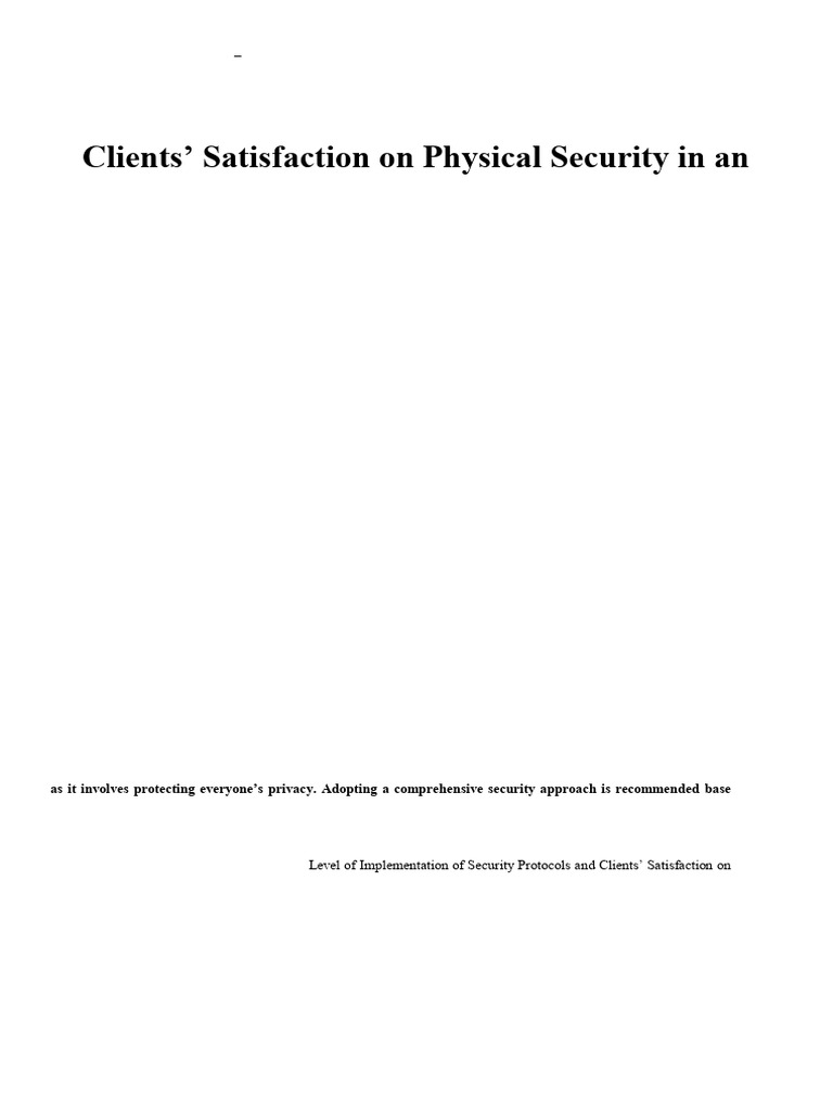 Level of Implementation of Security Protocols and Clients’ Satisfaction ...