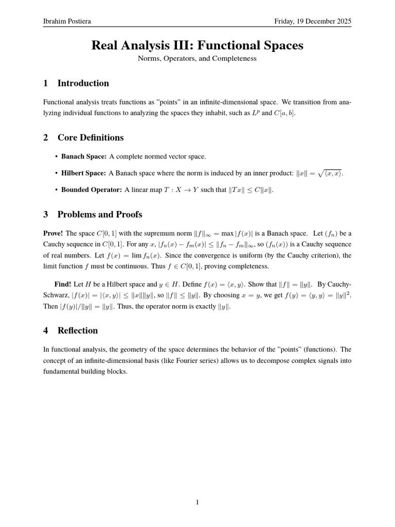 Functional Analysis: Banach and Hilbert Spaces | PDF