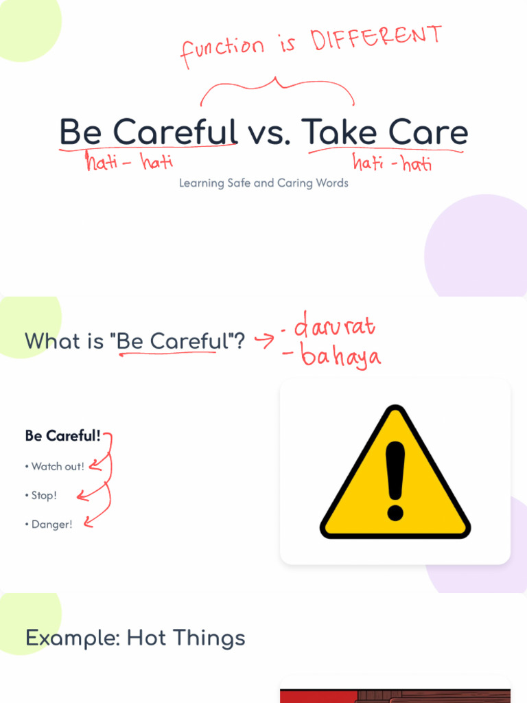 Conversation - 4. Be Careful Vs Take Care | PDF