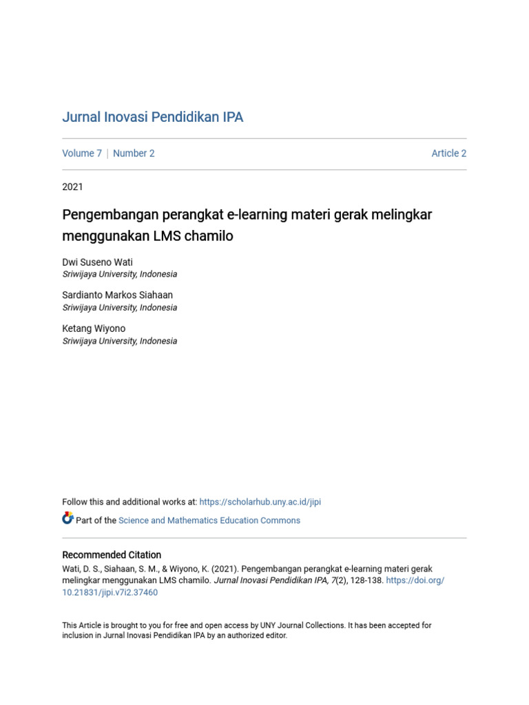 E-Learning Gerak Melingkar dengan Chamilo | PDF