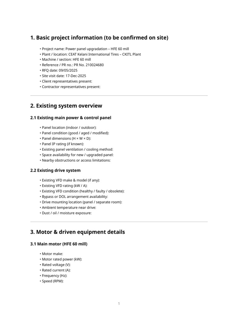 HFE 60 Mill Power Panel Upgrade Plan | PDF | Equipment | Electric Power
