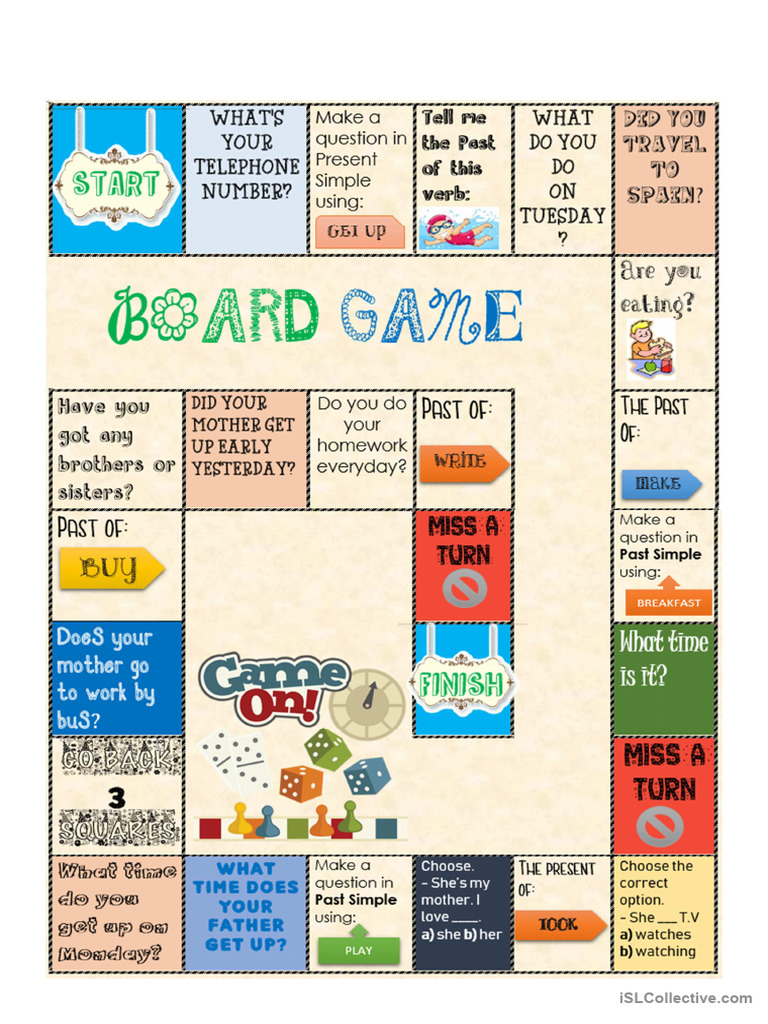 BOARD GAME - Present and Past Simple | PDF