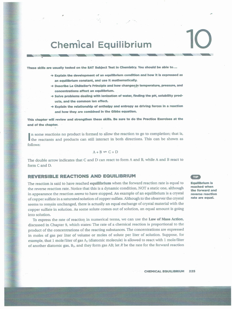 (หนังสือ) Chapter 10 Chemical Equilibrium | PDF