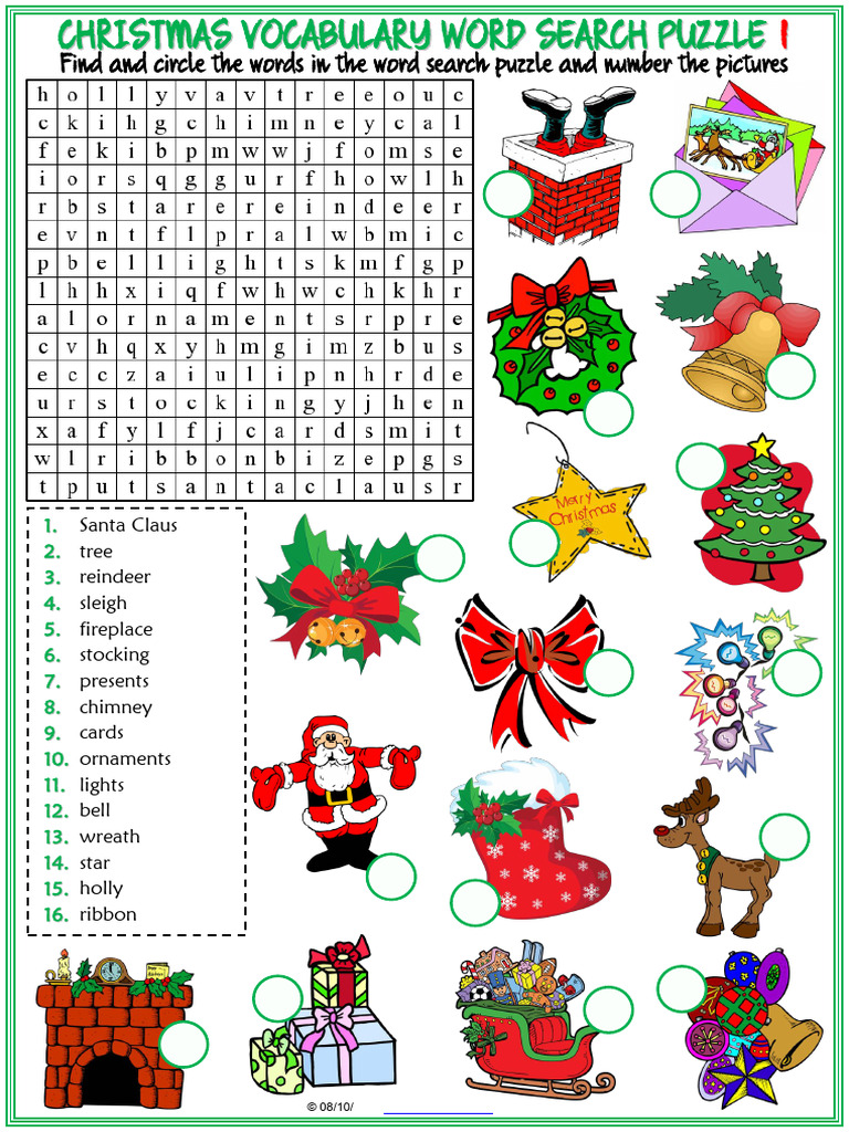 Christmas Vocabulary Word Search Puzzle | PDF