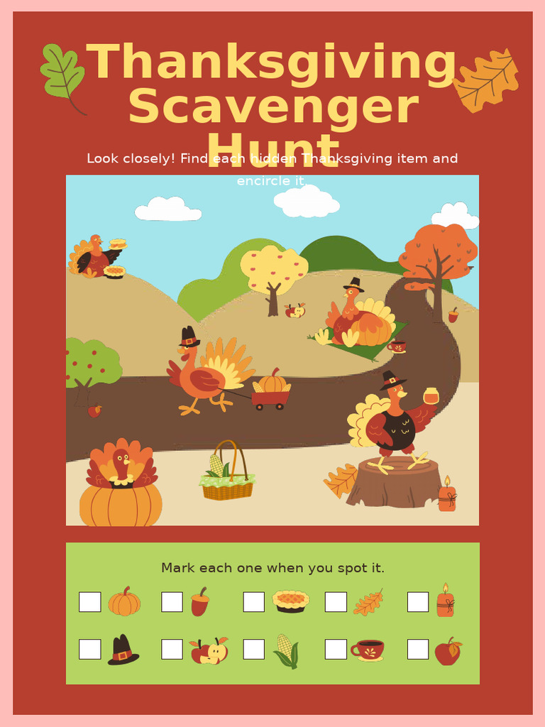 Thanksgiving Scavenger Hunt Activity | PDF
