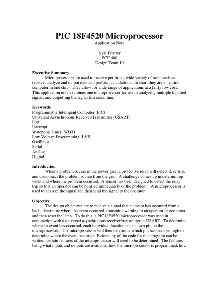 18F4520 | PDF | Pic Microcontroller | Microprocessor