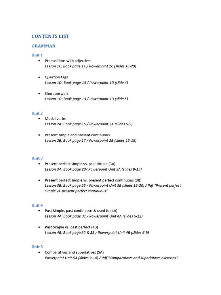 English 1 Written Test Contents (1) | PDF