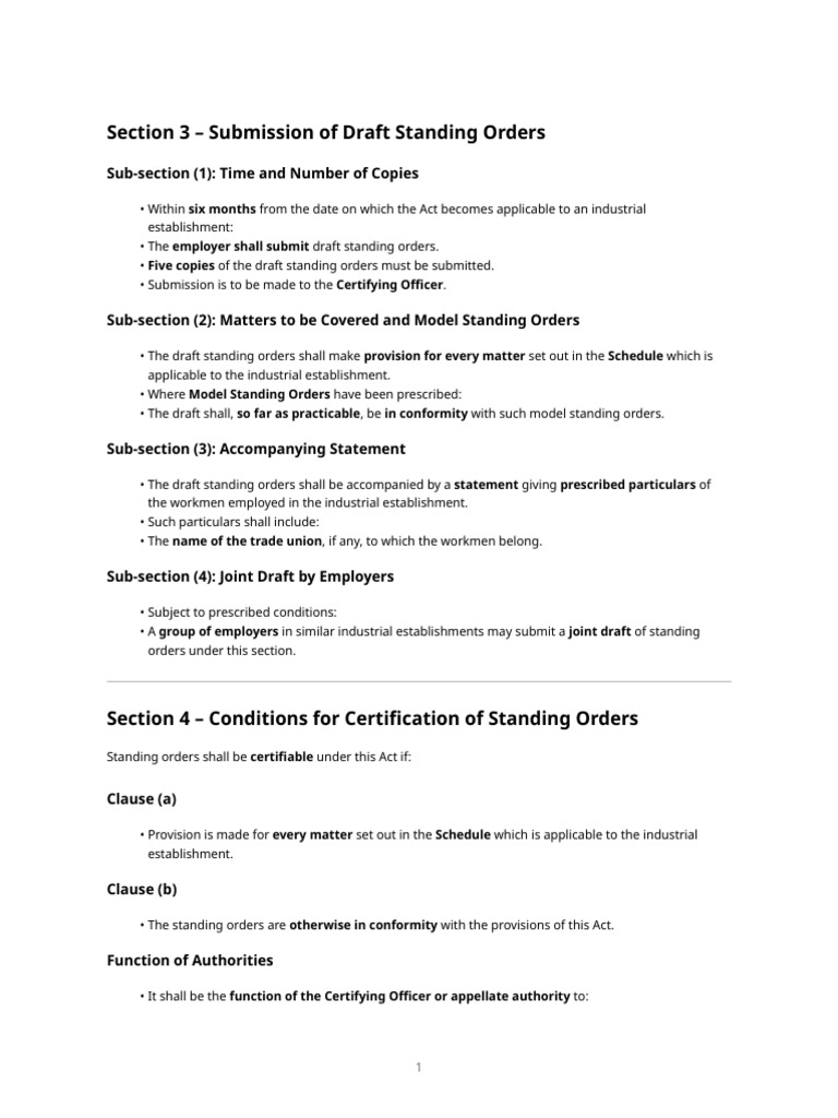 Industrial Employment (Standing Orders) Act - Structured Provisions ...