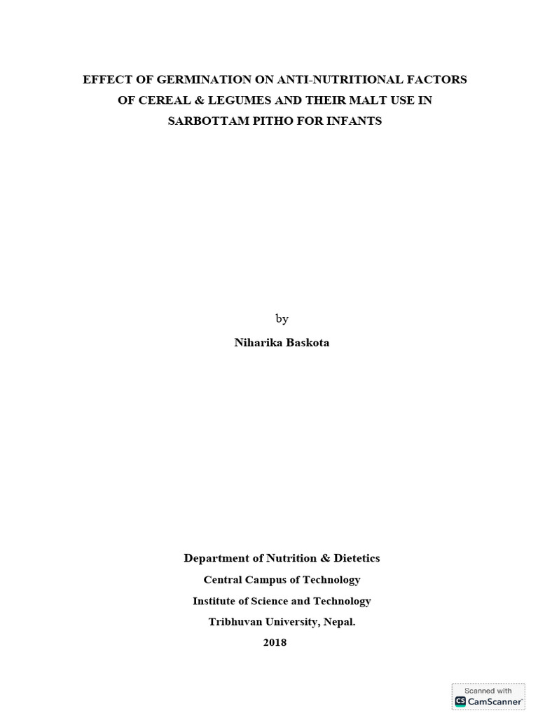 Thesis Final Copy 2019 | PDF | Legume | Nutrients