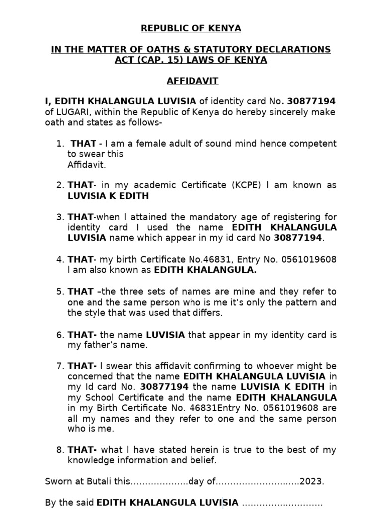 Affidavit Names | PDF