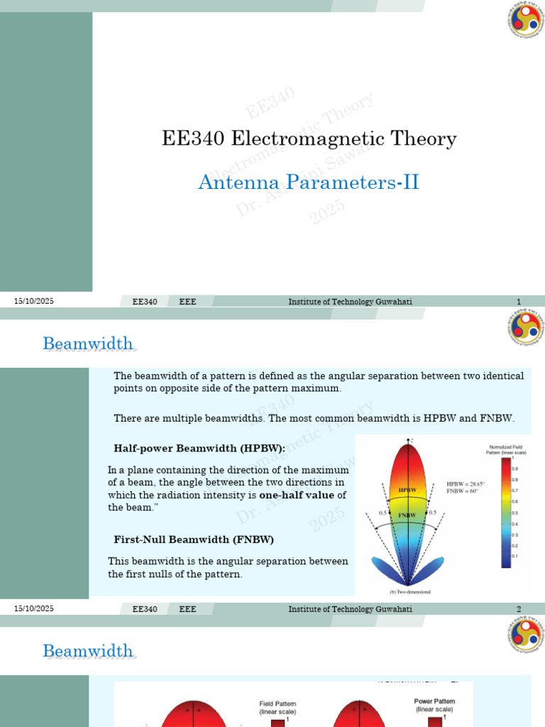 Lec22 Antenna Parameters-II | PDF | Antenna (Radio) | Electrodynamics