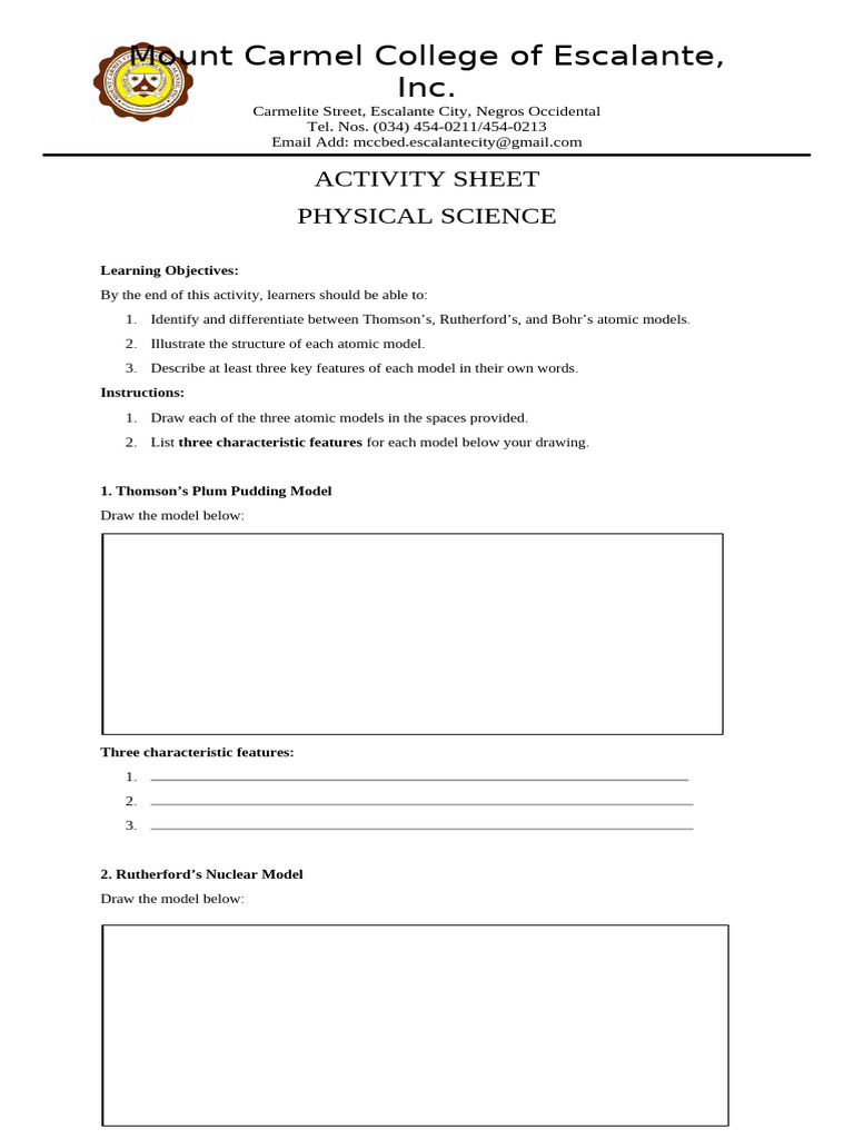 Physical Science Activity Sheet | PDF