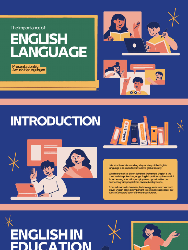 Blue Illustrative The Importance of English Language Presentation | PDF ...