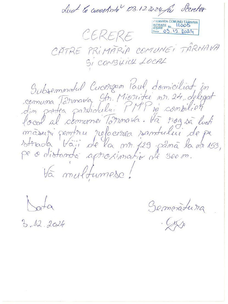 Informare - Solicitare Cucerzan Paul | PDF