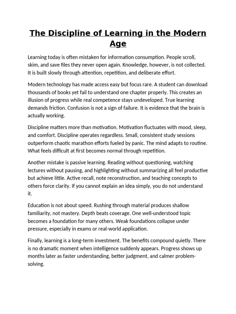 The Discipline of Learning in The Modern Age | PDF